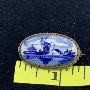 Delft | Jewelry | Vintage Bluewhite Porcelain Delft Signed Brooch ...